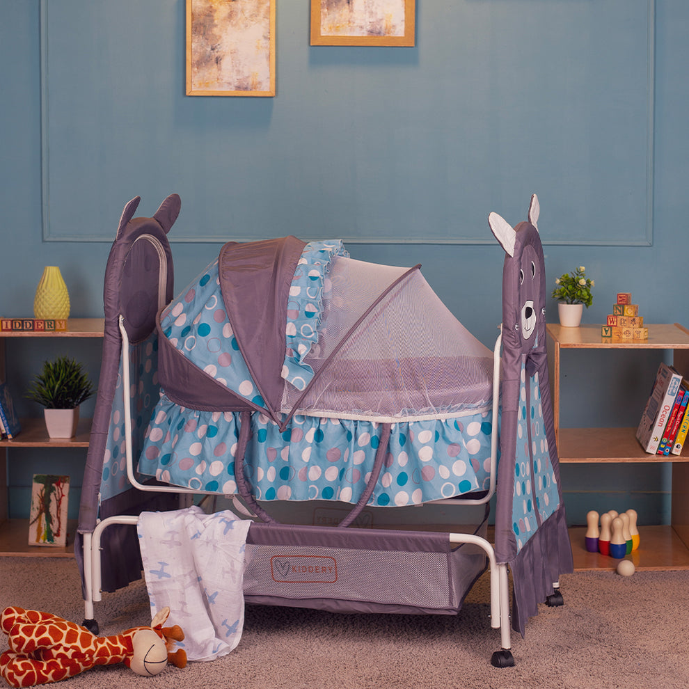 Kiddery Bella+Baloo | Blue Baby Bassinet Made in India!